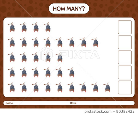 How many counting game with bat. worksheet for... - Stock Illustration ...