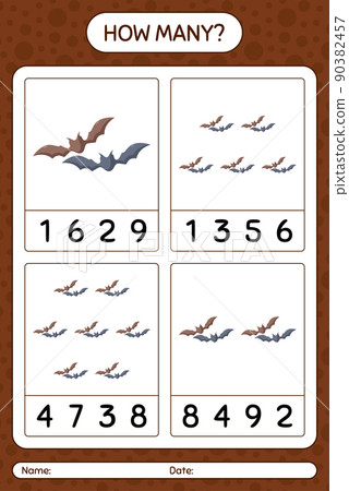 How many counting game with bat. worksheet for...-插圖素材 [90382457] - PIXTA圖庫