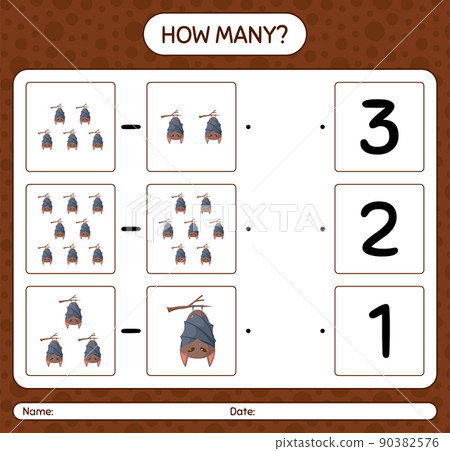 How many counting game with bat. worksheet for... - Stock Illustration ...