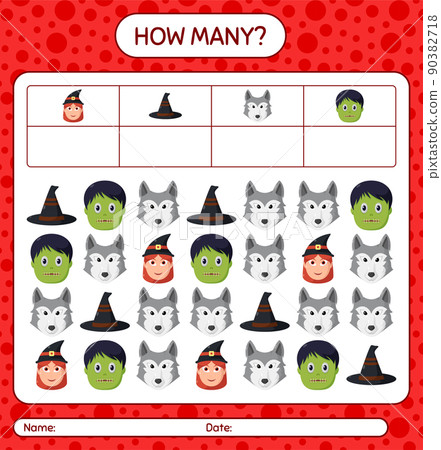 How many counting game with halloween icon.... - Stock Illustration ...