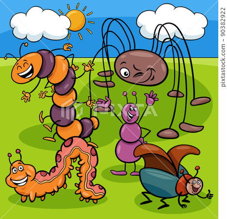 funny cartoon insects characters group - Stock Illustration [90382922 ...