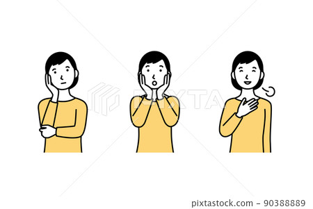 Women who are worried, surprised, and relieved - Stock Illustration ...