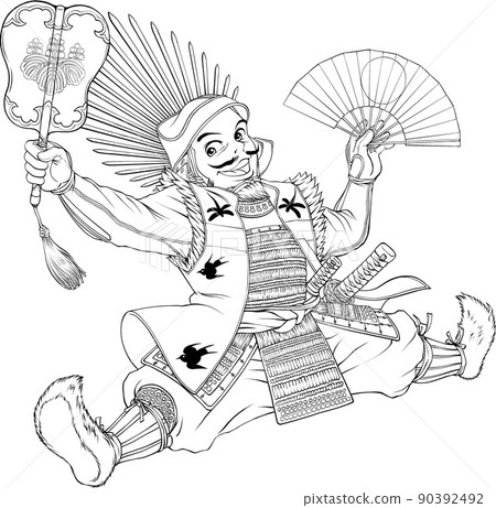 Hideyoshi Toyotomi [line drawing] who takes... - Stock Illustration ...
