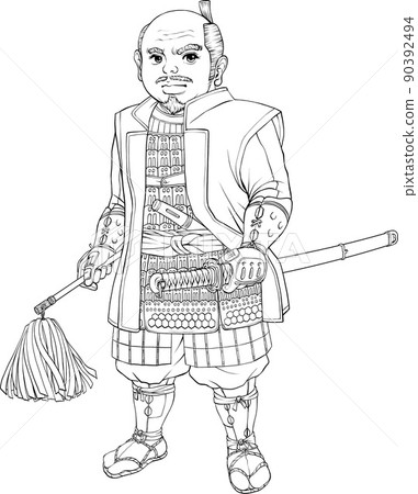 Ieyasu Tokugawa standing with a command [line... - Stock Illustration ...