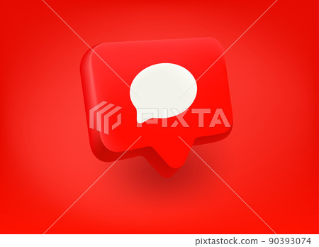 Chat icon on red background. Isometric 3d... - Stock Illustration ...