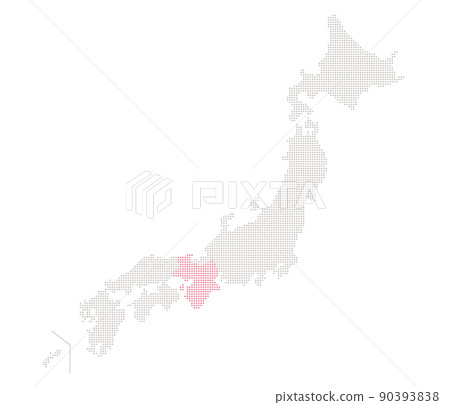 Kinki region on the Japanese map represented by... - Stock Illustration ...