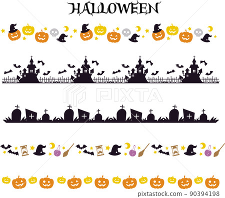 Halloween illustration decoration line set - Stock Illustration ...