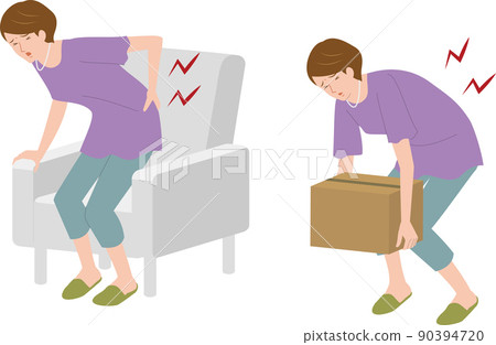 Senior woman with back pain when getting up... - Stock Illustration ...