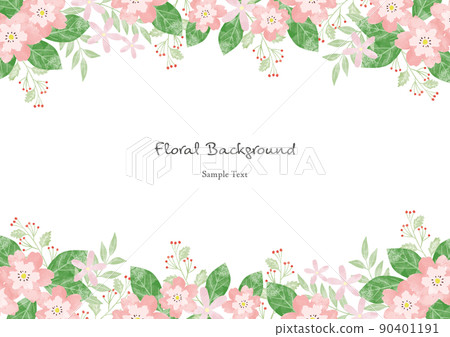 Pink flower background frame - Stock Illustration [90401191] - PIXTA