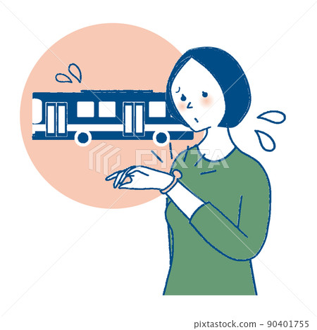 A woman suffering from bus delays - Stock Illustration [90401755] - PIXTA