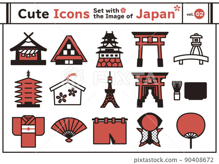 Cute icon set with the image of Japan vol. 2 - Stock Illustration ...