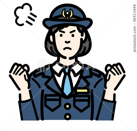 Angry police officer woman - Stock Illustration [90411948] - PIXTA