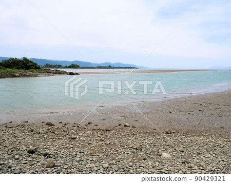 Kuma River flowing through the Yatsushiro Sea... - Stock Photo ...