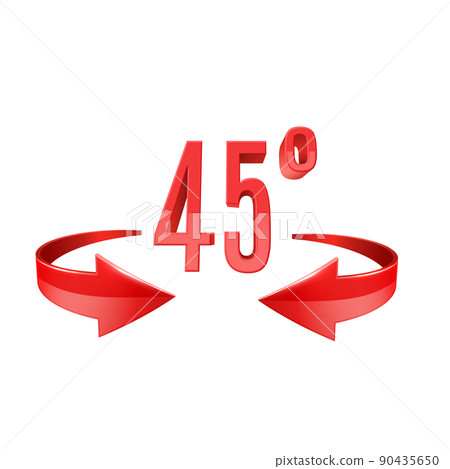 Red glossy 3D curve arrows and 45 degrees sing - Stock Illustration ...