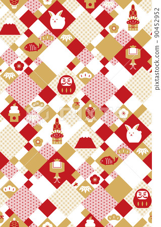 Various New Year's lucky charm icons x Japanese... - Stock Illustration ...