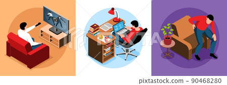 Isometric Sedentary Design Concept - Stock Illustration [90468280] - PIXTA