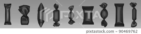 Blank black wrappers of candies and chocolates - Stock Illustration ...