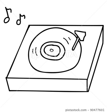 Record player line drawing illustration - Stock Illustration [90477601 ...