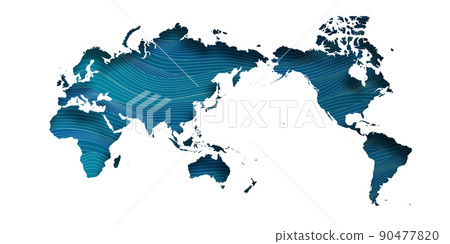 Sea wave world map - Stock Illustration [90477820] - PIXTA