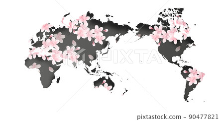 Sakura spring world map - Stock Illustration [90477821] - PIXTA