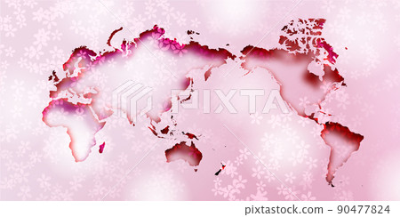 Sakura spring world map - Stock Illustration [90477824] - PIXTA