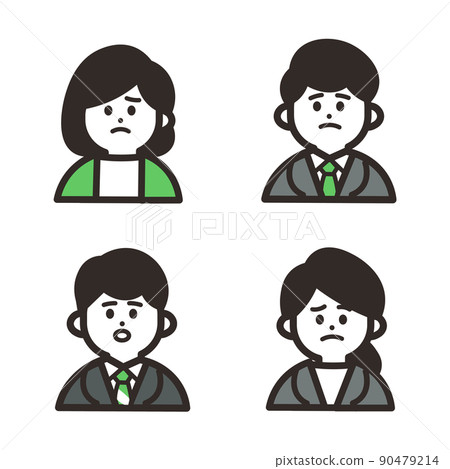 Sad office worker icon set green - Stock Illustration [90479214] - PIXTA