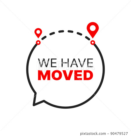 We have moved sign with vector location pins... - Stock Illustration ...
