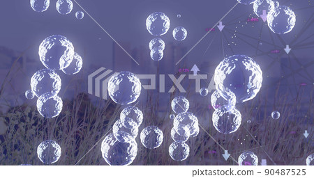Image of network of connections with bubbles... - Stock Illustration ...