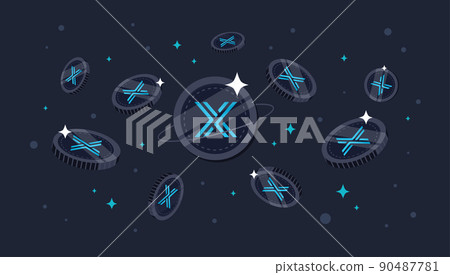 Immutable X (IMX) coins falling from the sky.... - Stock Illustration ...