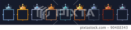 Square avatar frames with royal crowns, , ui game - Stock Illustration ...