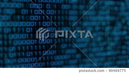 Image of blue binary code changing on black... - Stock Illustration ...