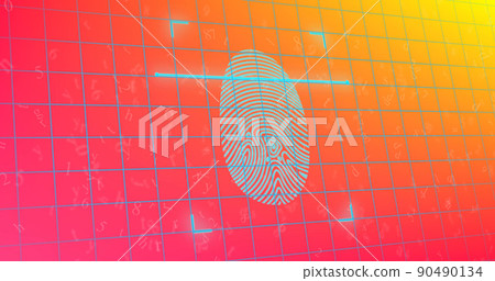 Image of fingerprint and letters over orange... - Stock Illustration ...