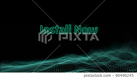 Image of install glowing green text over... - Stock Illustration ...