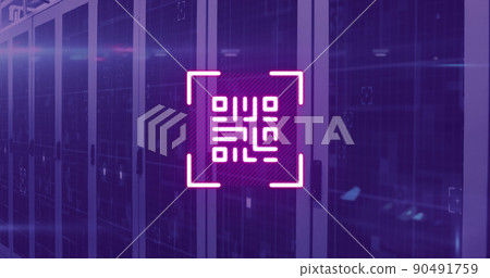 Image of qr code flashing over computer servers - Stock Illustration ...