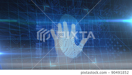 Human hand scanning over biometric scanner... - Stock Illustration ...
