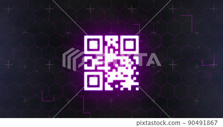 Image of glowing online security qr code with... - Stock Illustration ...