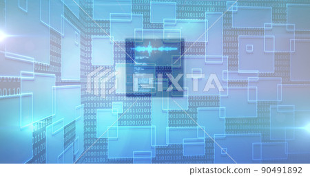 Image of data processing over digital screens... - Stock Illustration ...
