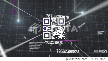 Multiple changing numbers over qr code scanner... - Stock Illustration ...