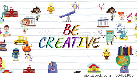 Image of be creative text and colorful icons - Stock Illustration ...