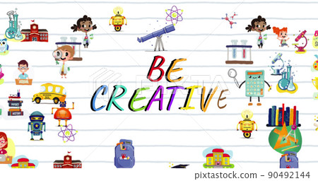 Image of be creative text and colorful icons - Stock Illustration ...