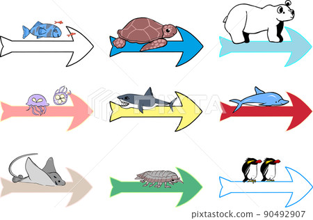 Set of animals and arrows Popular people in the... - Stock Illustration ...