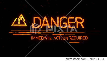 Image of danger sign and text on black background - Stock Illustration ...