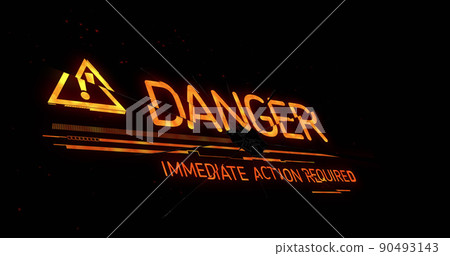 Image of danger sign and text on black background - Stock Illustration ...