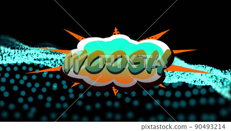 Image of woosh text over blue dots on black... - Stock Illustration ...