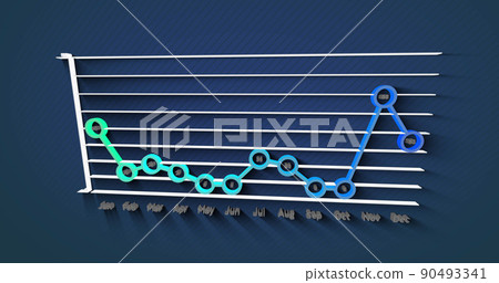 Image of graph and months on navy background - Stock Illustration ...