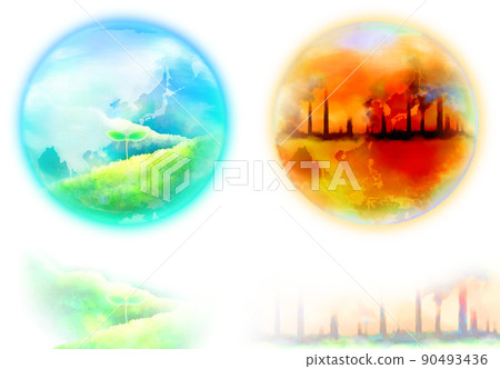 Eco image (blue earth and red earth) - Stock Illustration [90493436 ...