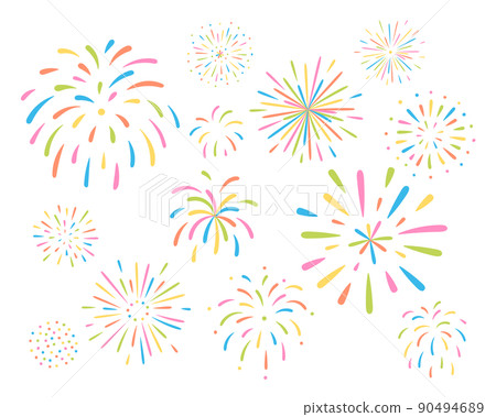 Fireworks background illustration cute simple... - Stock Illustration ...