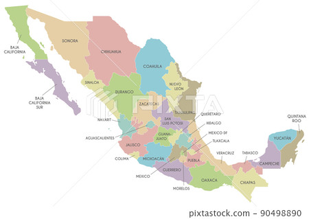 Vector map of Mexico with regions or or states... - Stock Illustration ...