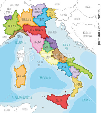 Italy Continent Map Labled