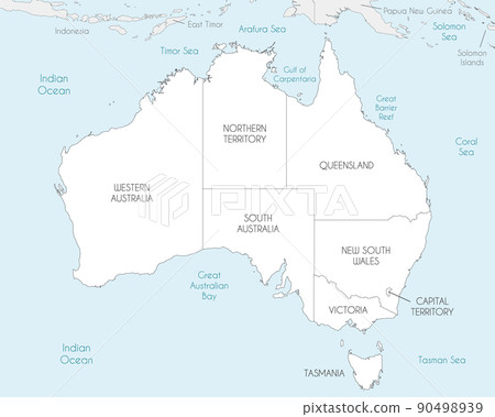 Vector map of Australia with regions and... - Stock Illustration ...